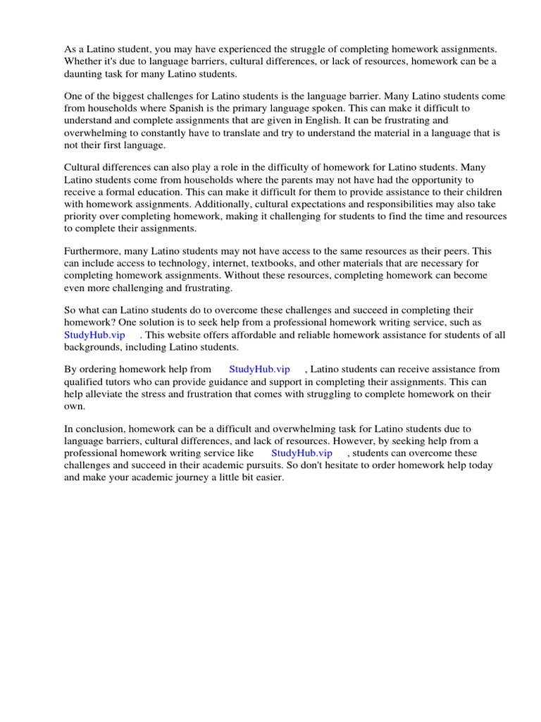 Homework Latino | PDF | Homework | Hispanic And Latino Americans