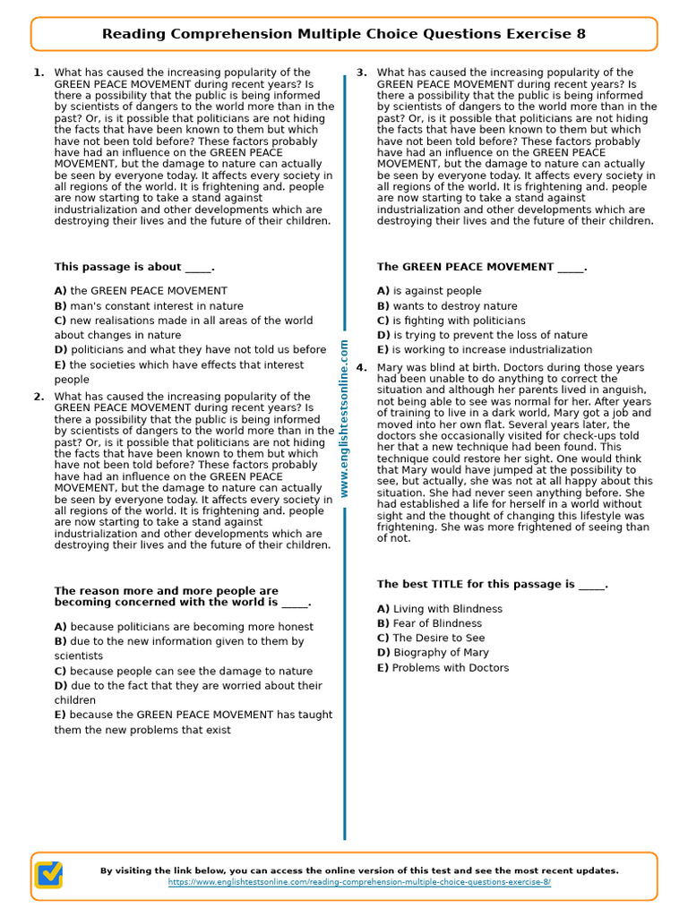 READING COMPREHENSION 2 | PDF | Meditation | Yoga