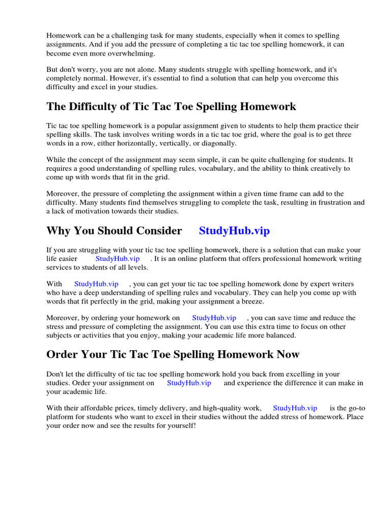 Tic Tac Toe Spelling Help | PDF | Safari (Web Browser) | Homework