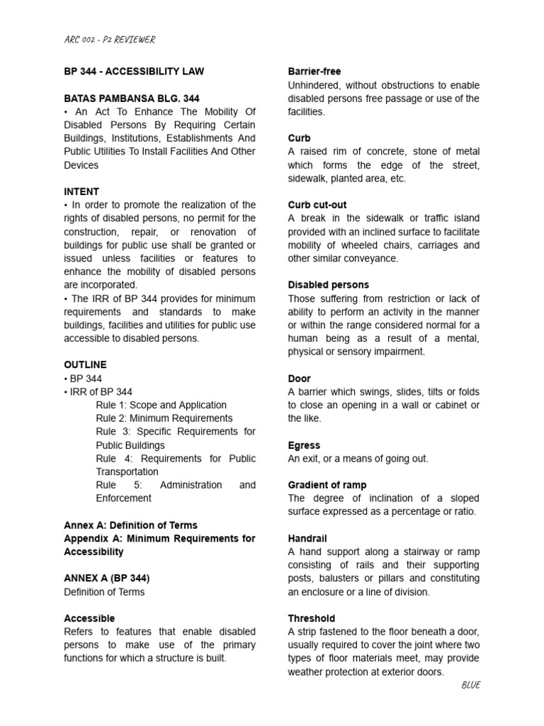 Arc 002 - BP 344 Reviewer | PDF | Stairs | Accessibility