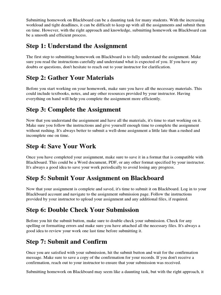 How To Submit Homework On Blackboard | PDF | Computer File | Icon (Computing)