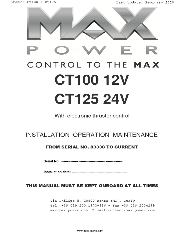 Max Power Installation Manual CT100 - CT125 - EN - 01 | PDF | Propeller ... Max Power Installation Manual CT100 - CT125 - EN - 01 | PDF | Propeller ...