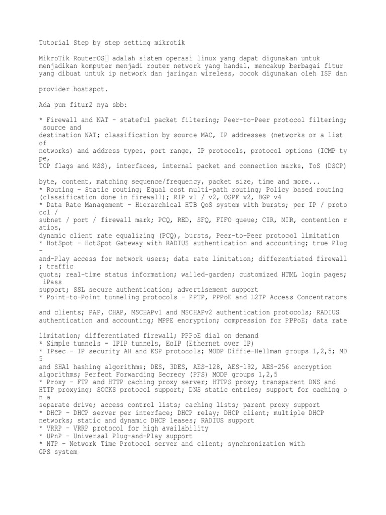 MikroTik Setup Guide for ISPs | PDF | Firewall (Computing) | Radius