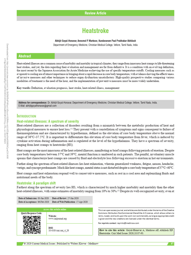 Heatstroke 4 | Download Free PDF | Hyperthermia | Physiology