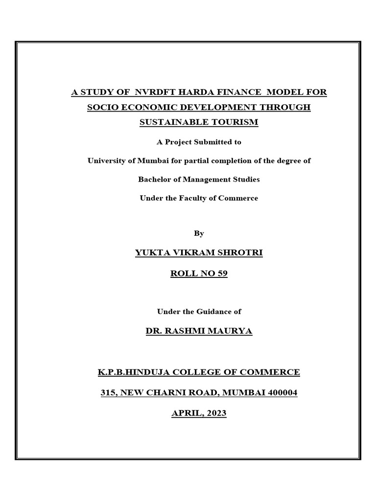 Harsh Moti Lulla Blackbook Project | PDF | Tourism | Marketing Research