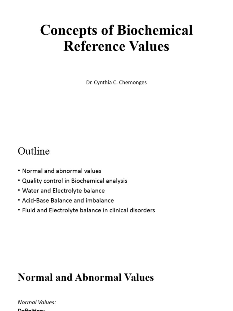 Concepts of Biochemical Reference Values-Nursing Maseno | PDF | Kidney ...