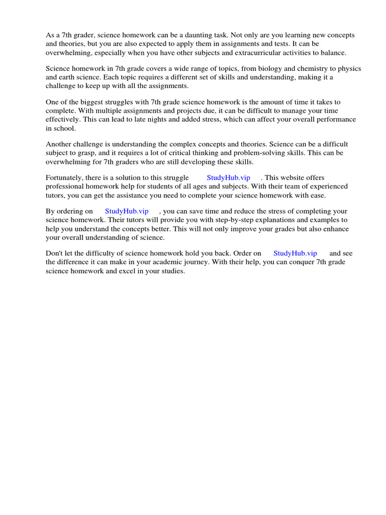Science Homework 7th Grade | PDF | Science | Worksheet
