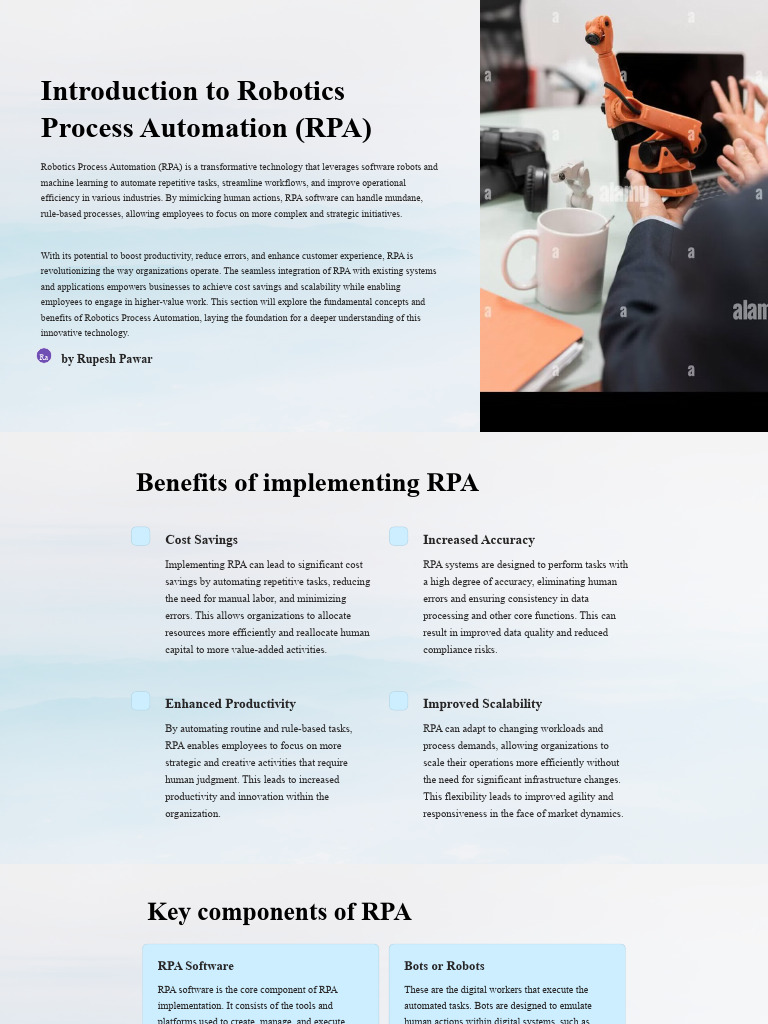 Introduction To Robotics Process Automation RPA | PDF | Automation | Robotics