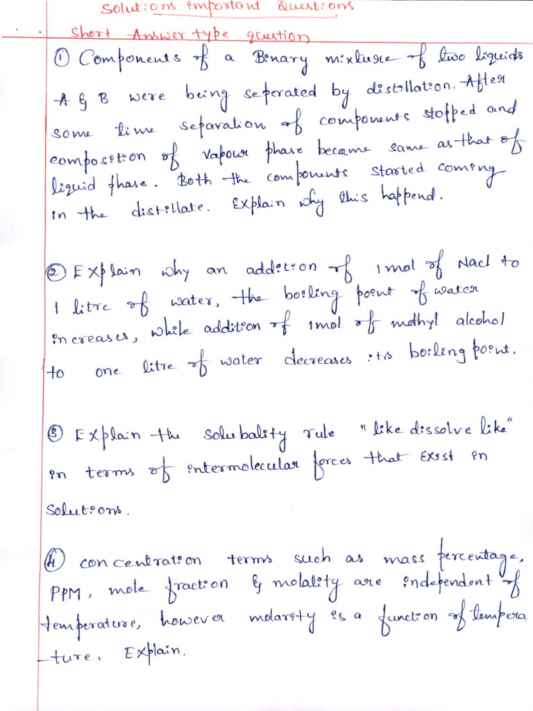 Chemistry IMP Questions | PDF