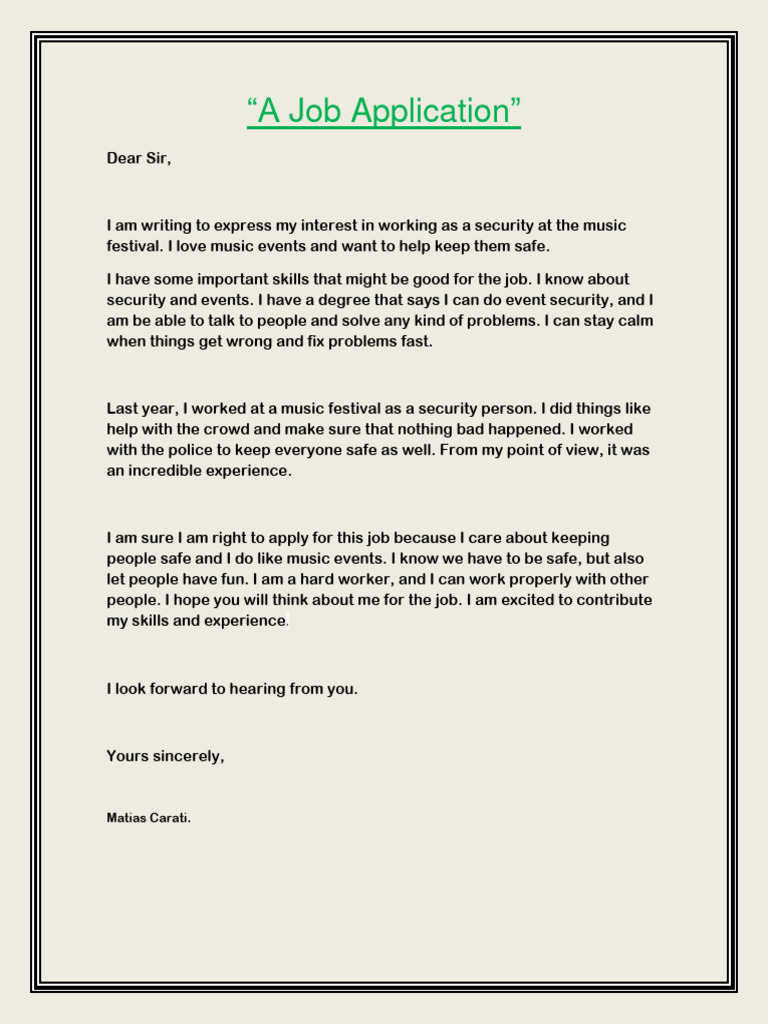 Security Job Application Letter | PDF