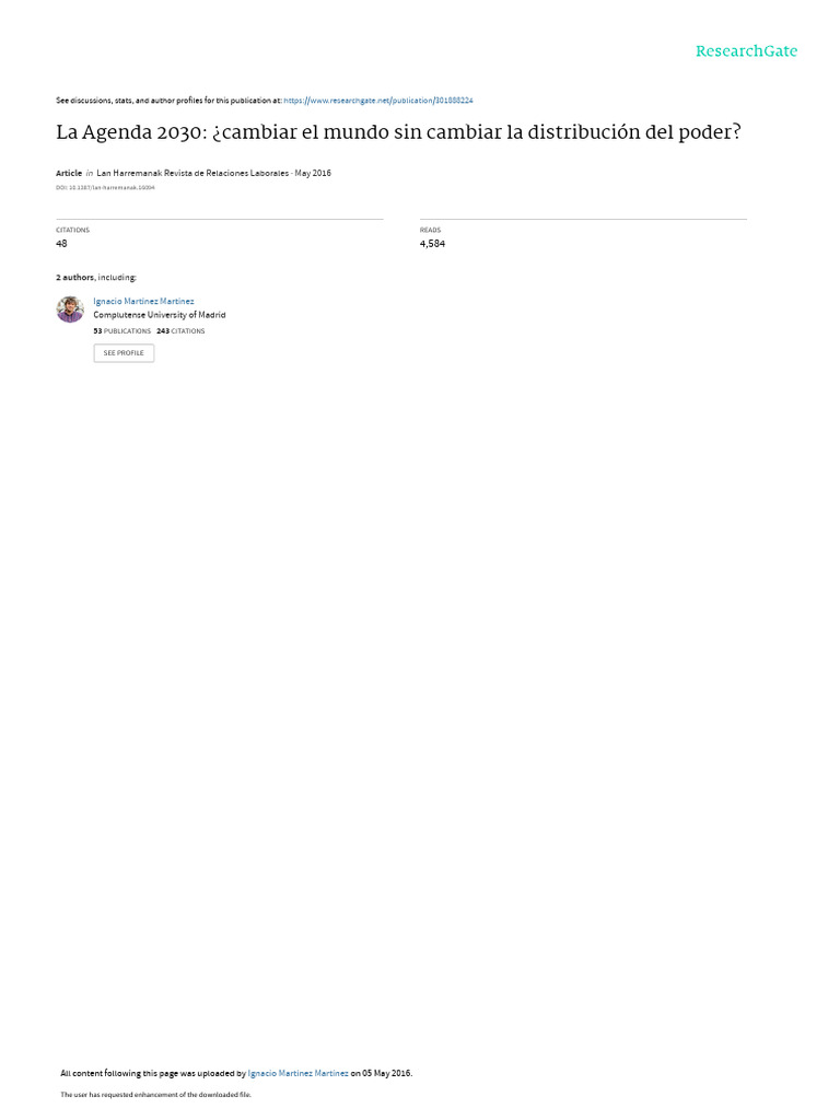 La Agenda 2030: ¿Cambiar El Mundo Sin Cambiar La Distribución Del Poder? | PDF | Gobernancia ...