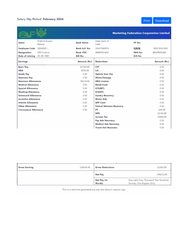 Salary Slip | PDF