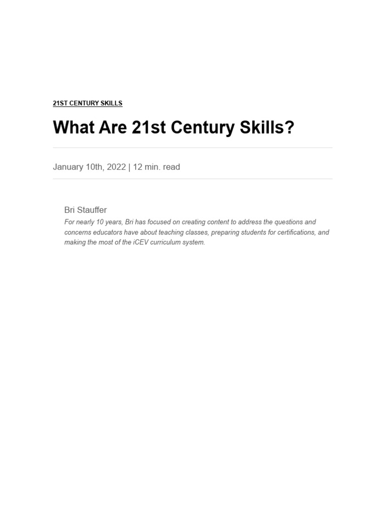 Essential 21st Century Skills Explained | PDF | Leadership ...