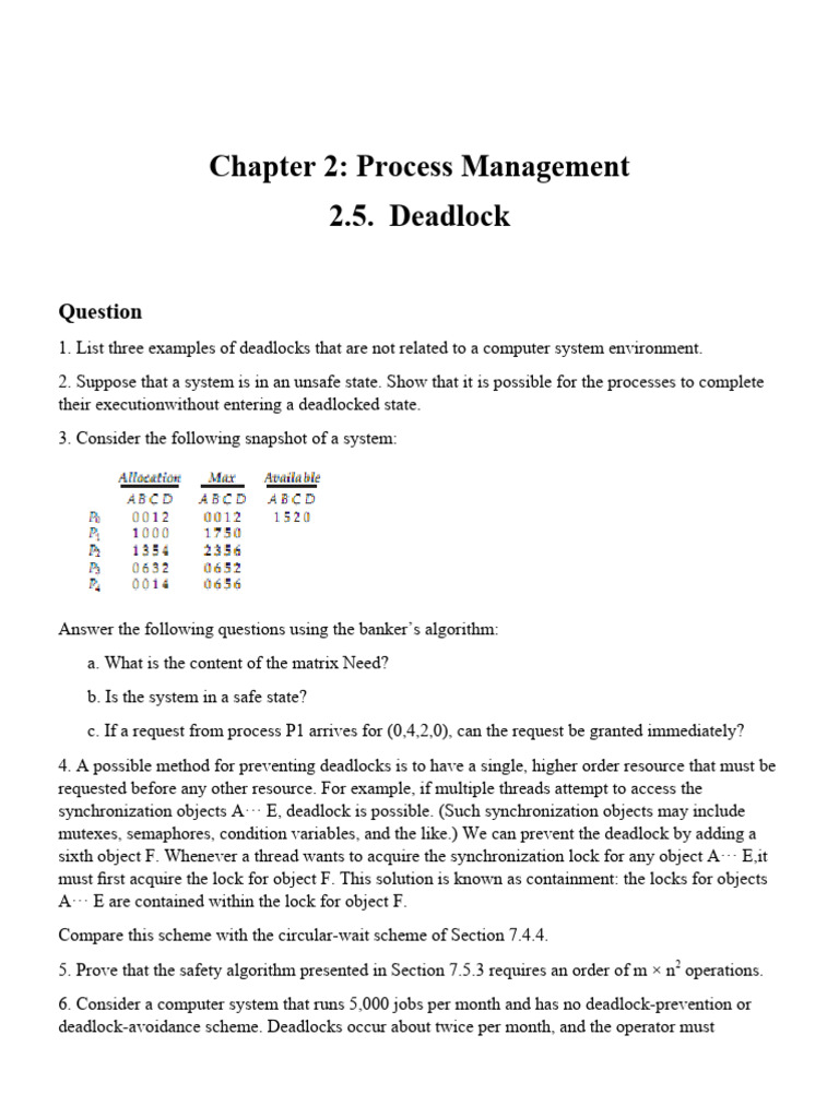 Chapter2.5-Deadlock Question 26 | PDF | Thread (Computing) | Process (Computing)
