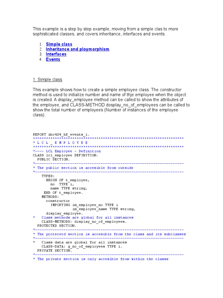 ABAP Class Inheritance and Events Guide | PDF | Method (Computer ...