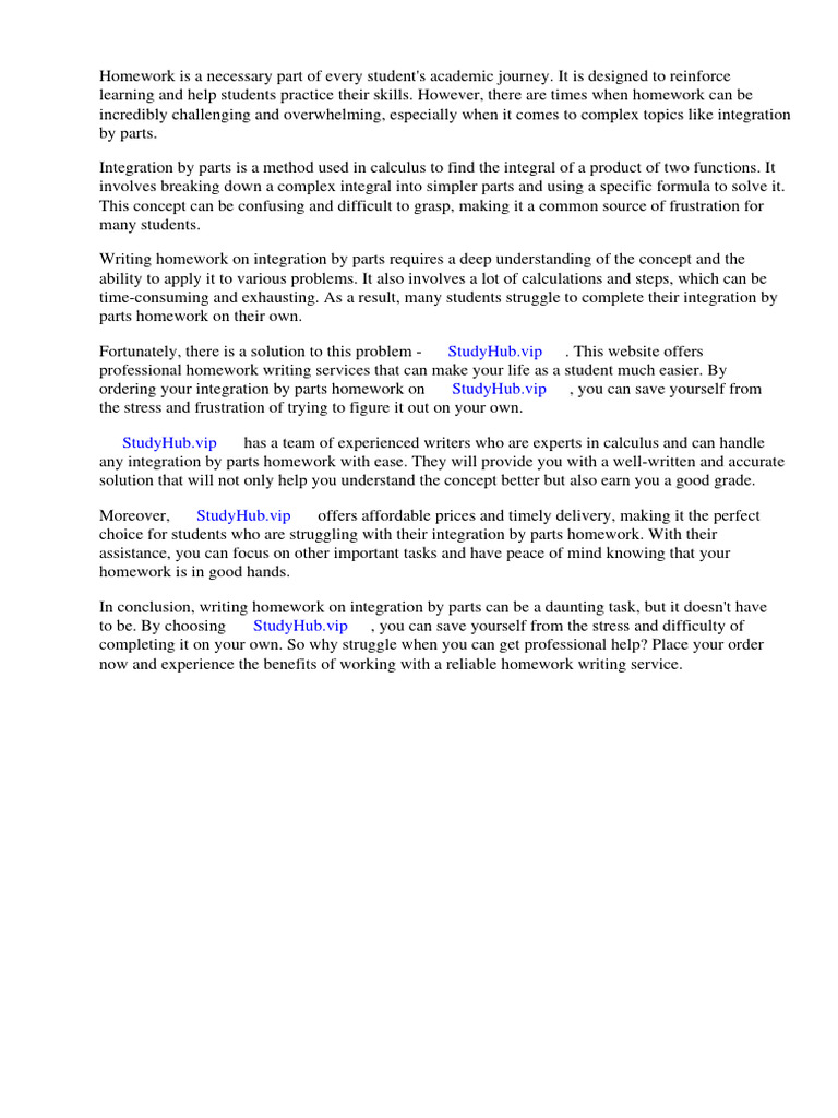 Integration by Parts Homework Mastermathmentor | Download Free PDF ...