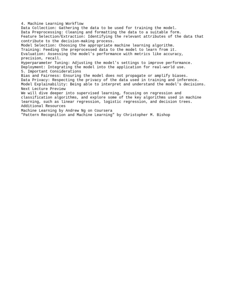 Machine Learning Workflow Week5 Notes | PDF