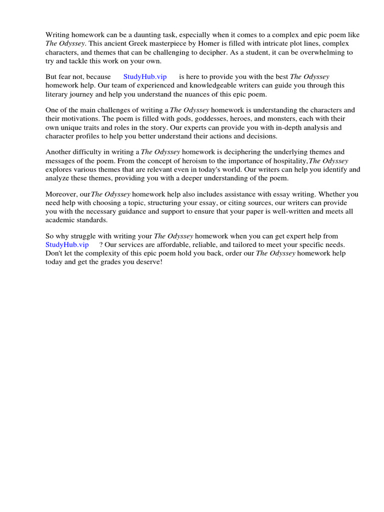 The Odyssey Homework Help | PDF | Odyssey | Odysseus