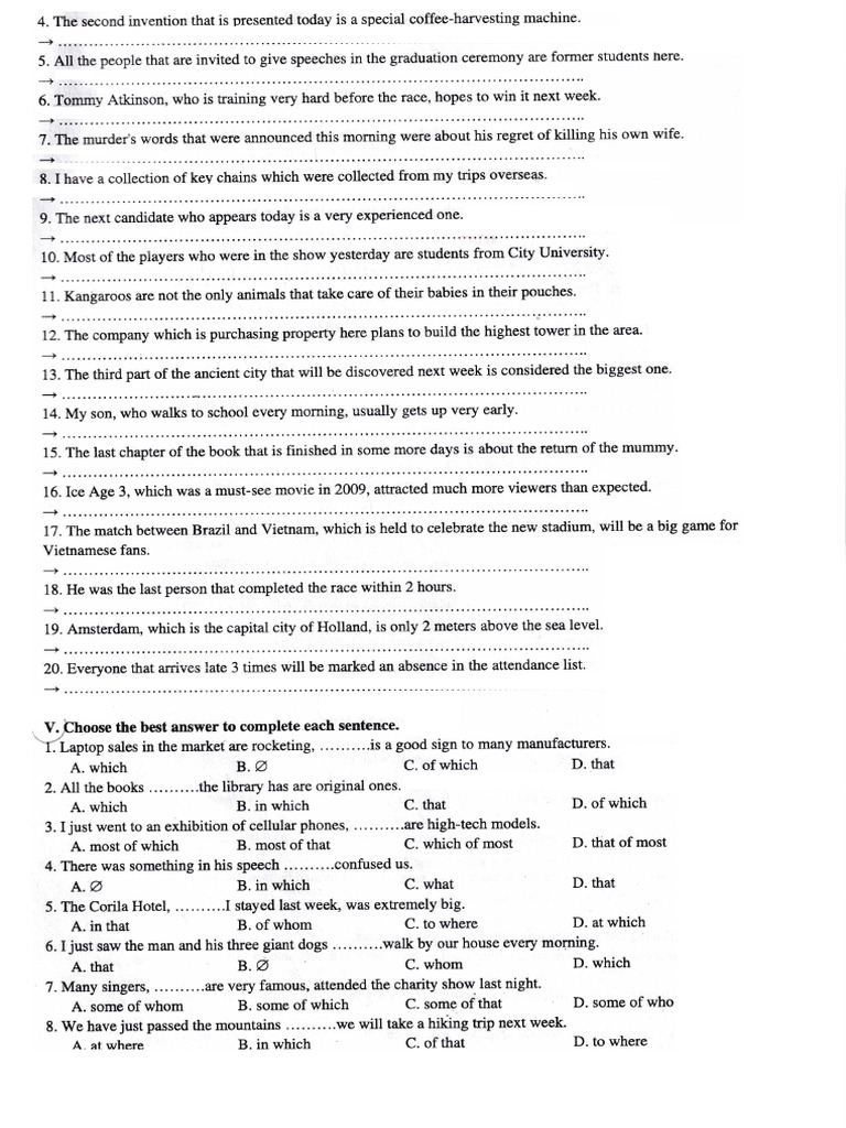 Exercise Relative Clauses 2 | PDF