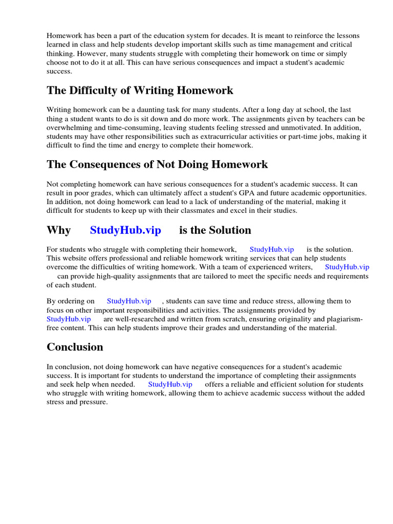 Why Not Doing Homework Is Bad | PDF | Homework | Teachers