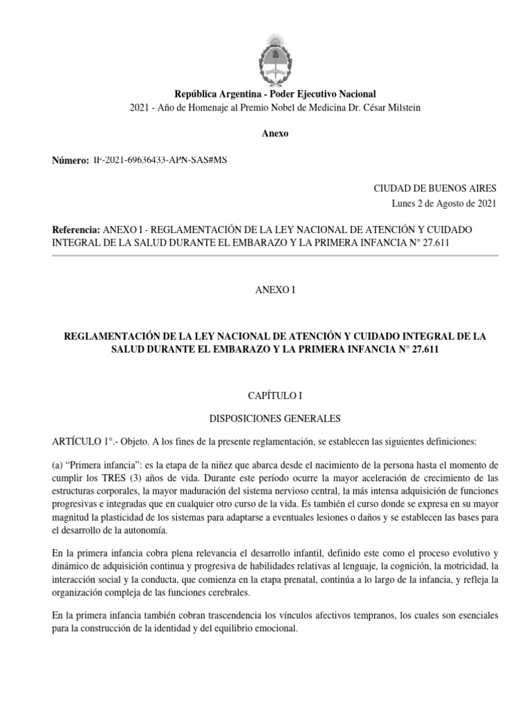 Anexo 1 Decreto 515-21 -Reglamentario de La Ley 27611 | PDF | El ...