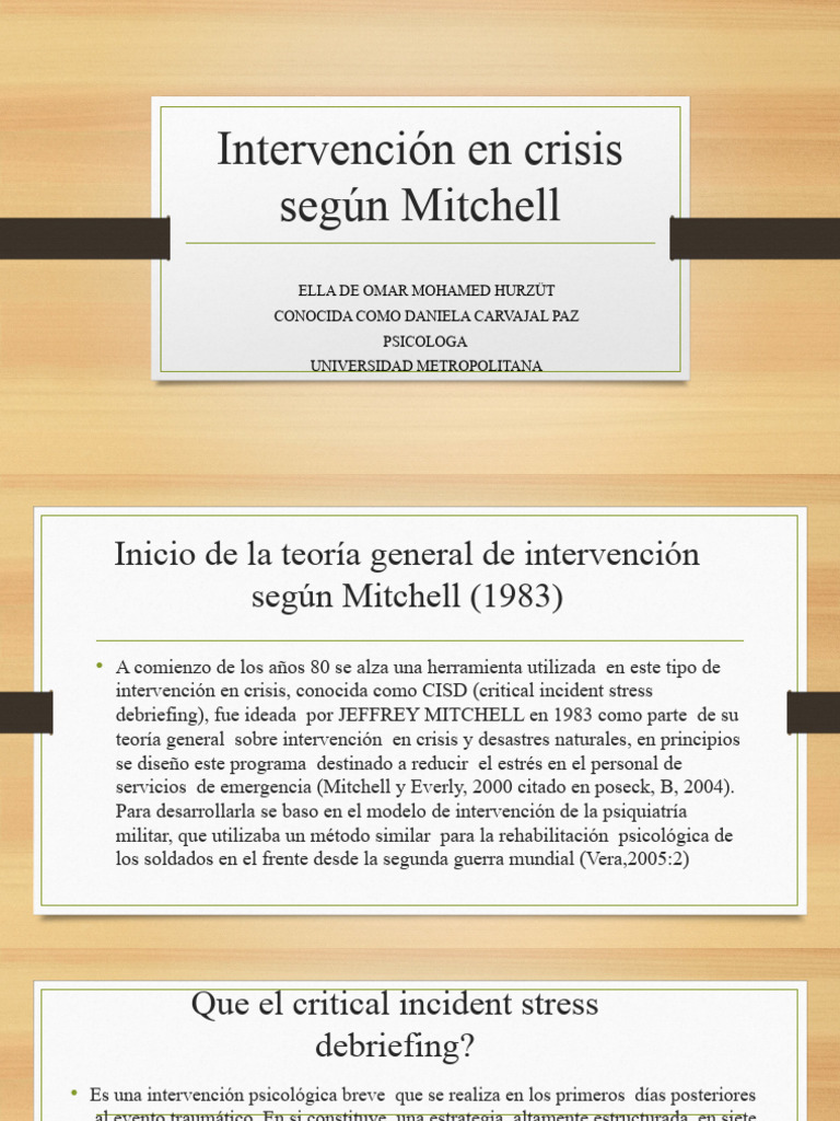 Intervención en Crisis Según Mitchell | PDF | Trauma psicólogico ...