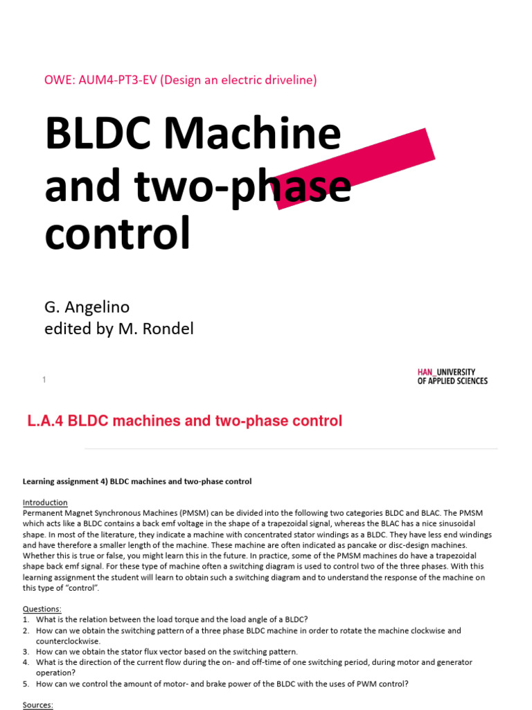 Presentation LA4 - BLDC Machine and Two Phase Control 23-24 | PDF | Electric Motor | Electrical ...