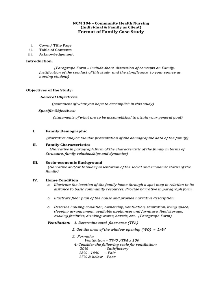 Format of Family Case Study | PDF | Nursing