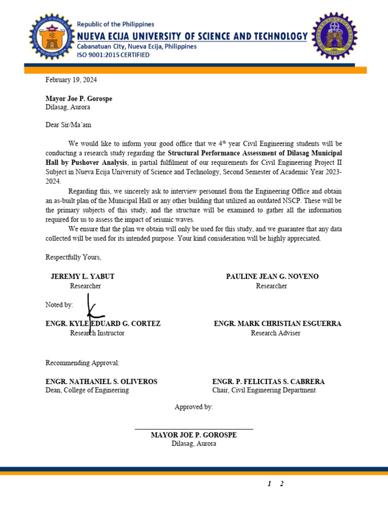 Lgu Letter | PDF | Seismology | Earthquakes
