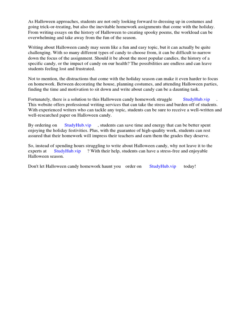 Halloween Candy Homework | PDF | Candy | Halloween