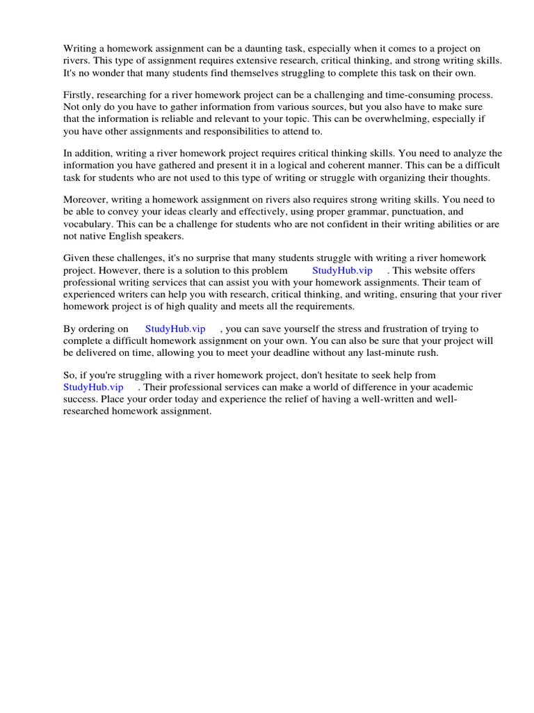 River Homework Project | PDF | Worksheet | Thought
