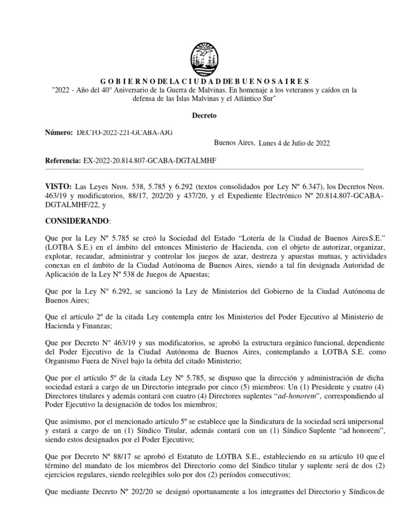 Decre 2022 24178572 Gcaba Ajg | PDF | Buenos Aires | Gobierno
