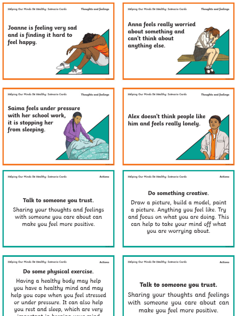 Helping Our Minds Be Healthy Scenario Matching Cards | PDF | Thought ...