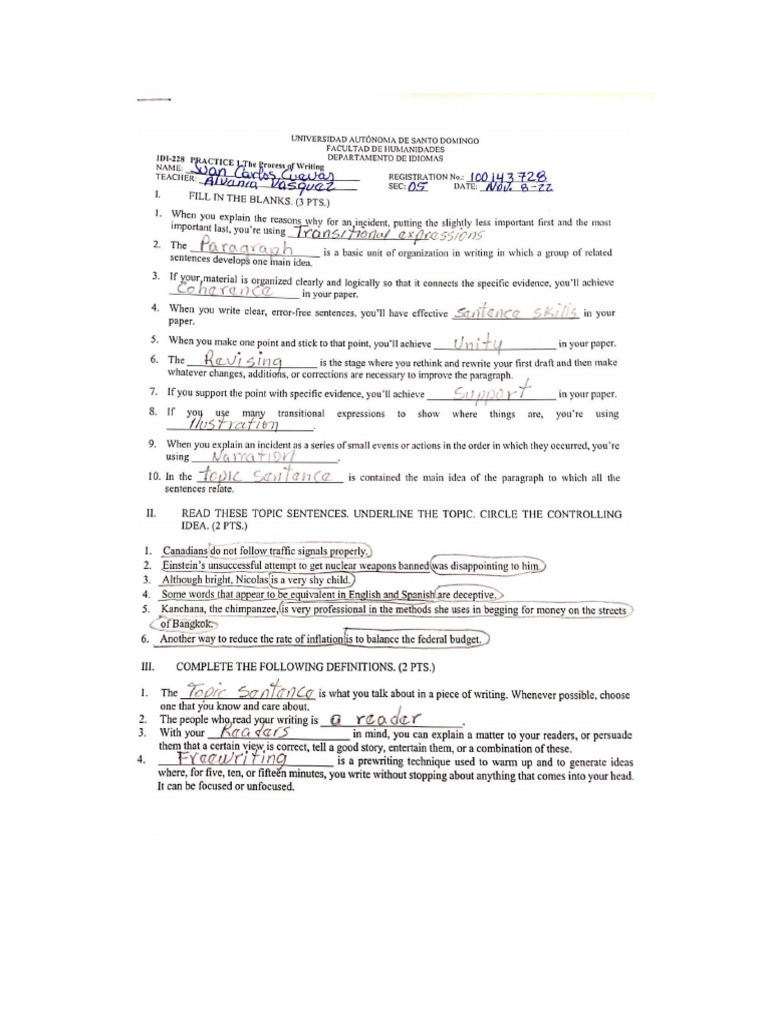 Práctica 1 The Process of Writing | PDF