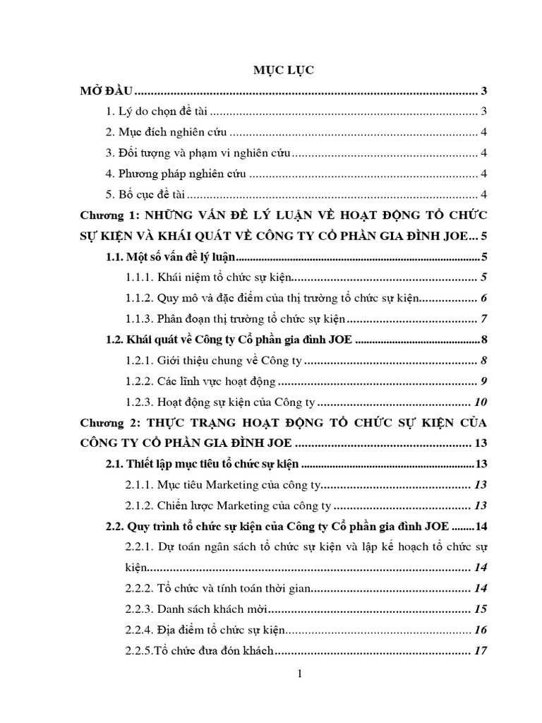 (123doc) - Phan-Tich-Thuc-Trang-Quy-Trinh-To-Chuc-Su-Kien-Cua-Cong-Ty-Co-Phan-Gia-Dinh-Joe | PDF