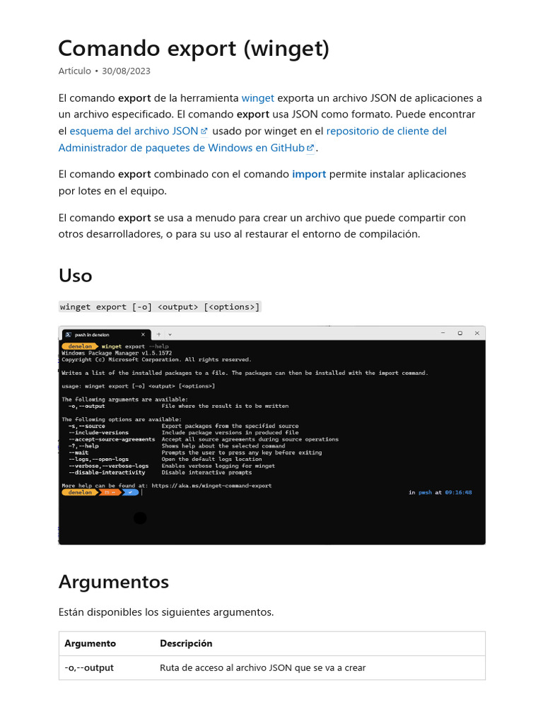 Comando Export (Winget) | PDF | Informática
