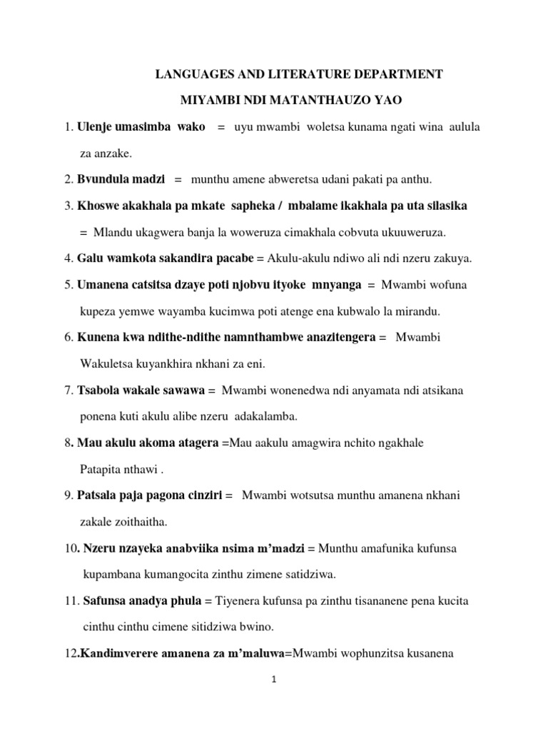 Miyambi 1 | PDF