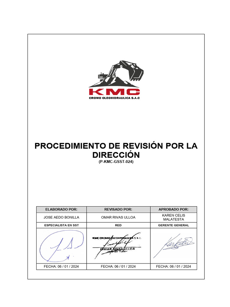 P-KMC-GSST-024 Revision Por La Dirección | PDF