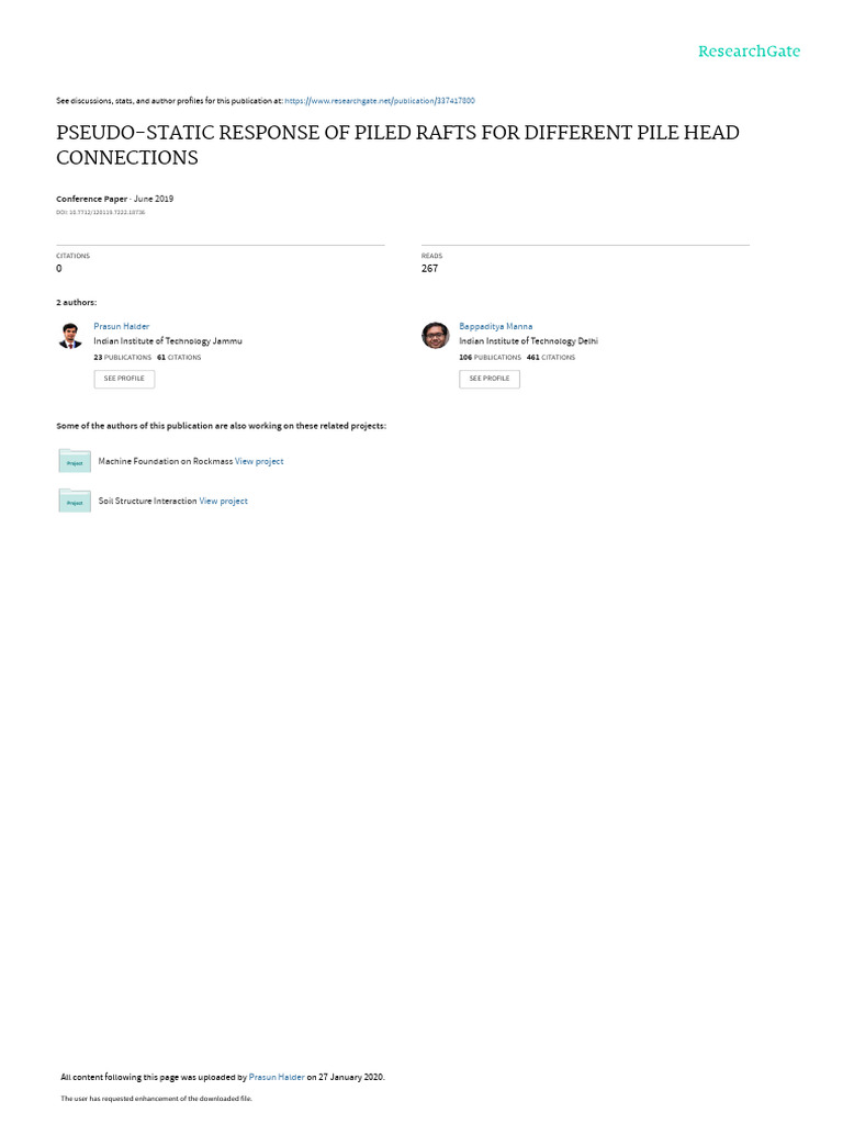 Piled Raft Response to Seismic Loads | PDF | Deep Foundation | Earthquakes