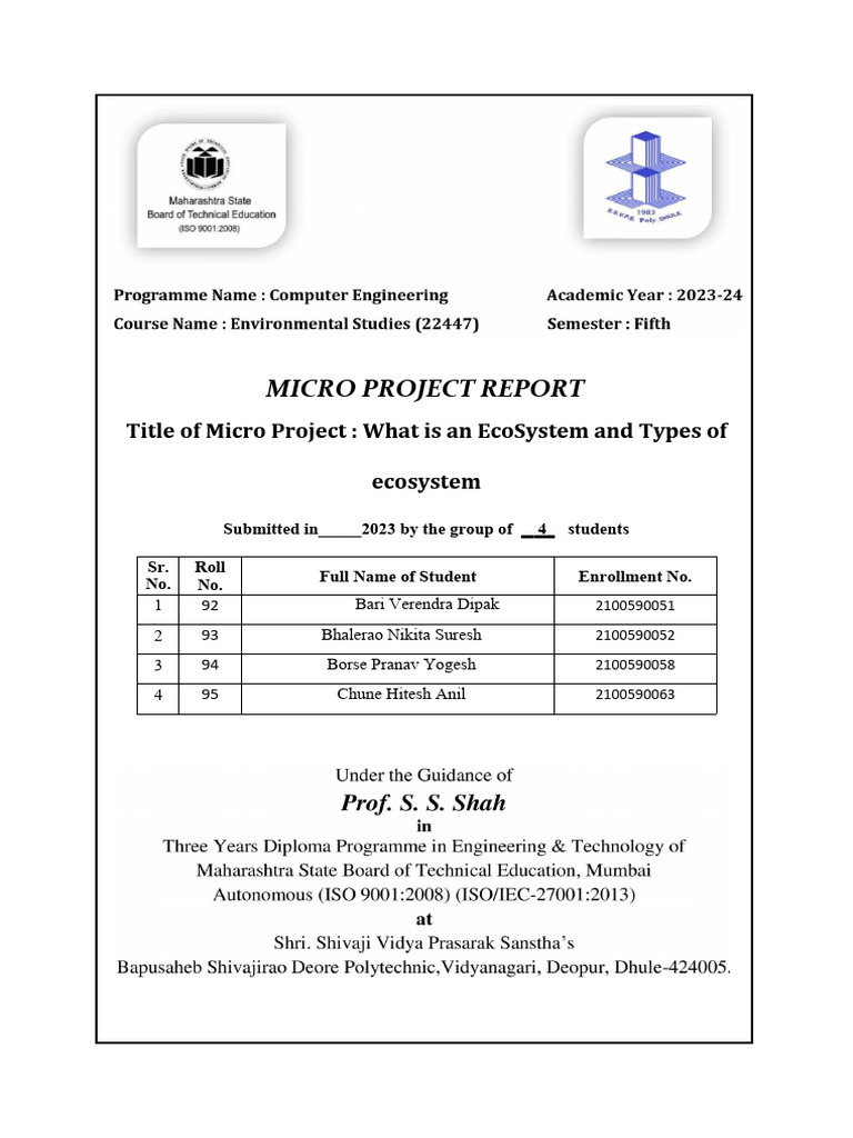 Pranav Est Neww Microproject | PDF | Ecosystem | Ecology