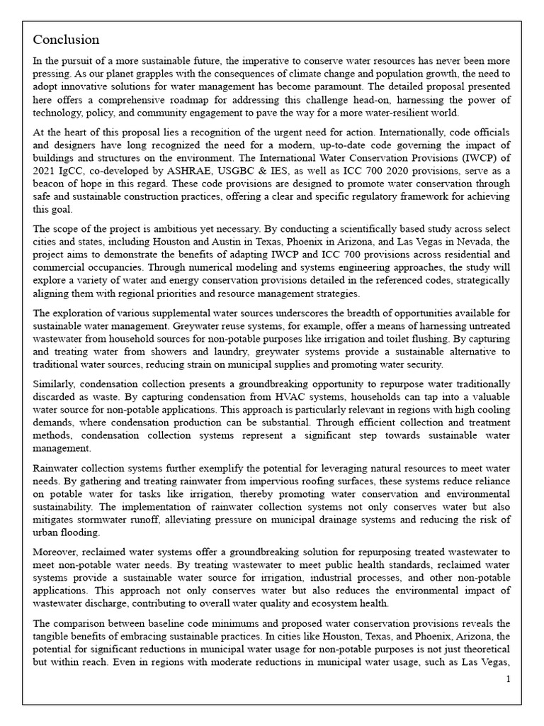 Conclusion | PDF | Reclaimed Water | Water Conservation