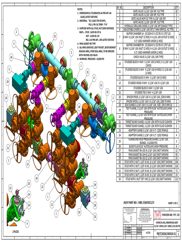 Choke & Kill Manifold Assembly Drawing | PDF | Valve | Hydraulics