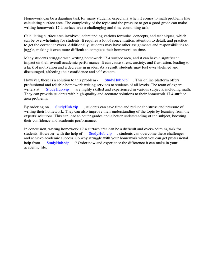 Homework 17.4 Surface Area | PDF | Area | Volume