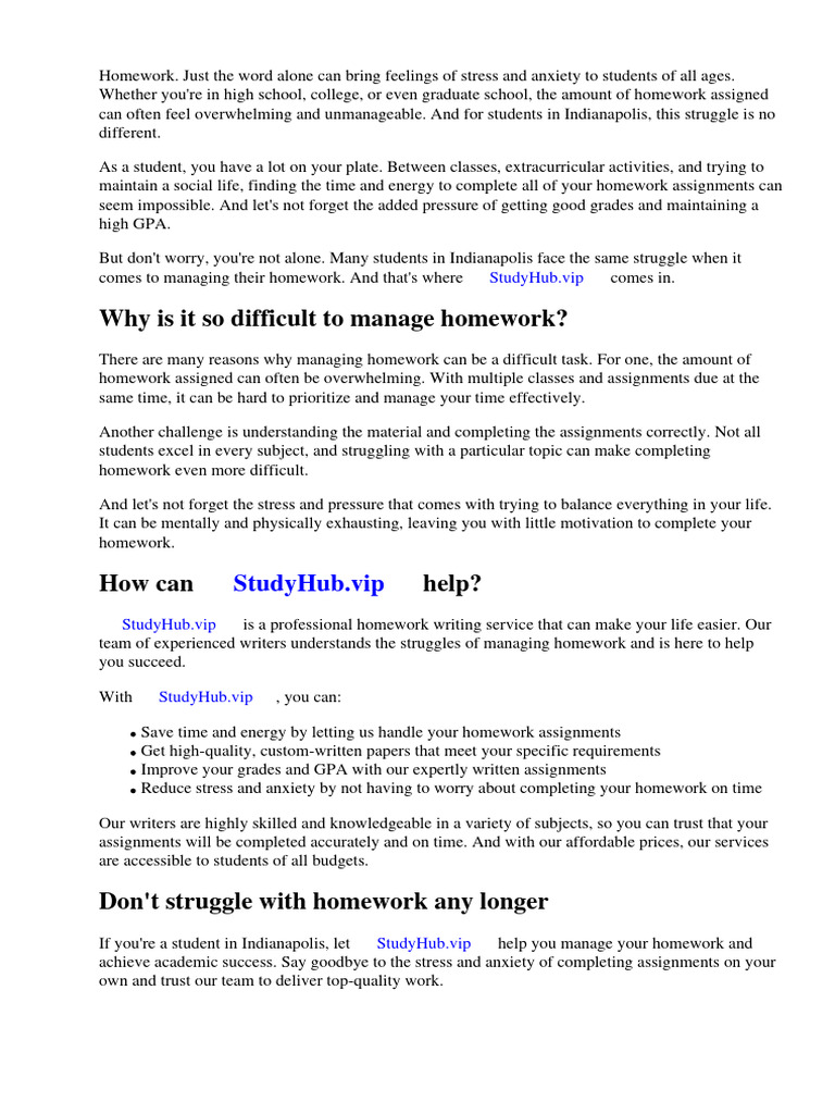 Homeworks Management Indianapolis | PDF | Homework | Engineering