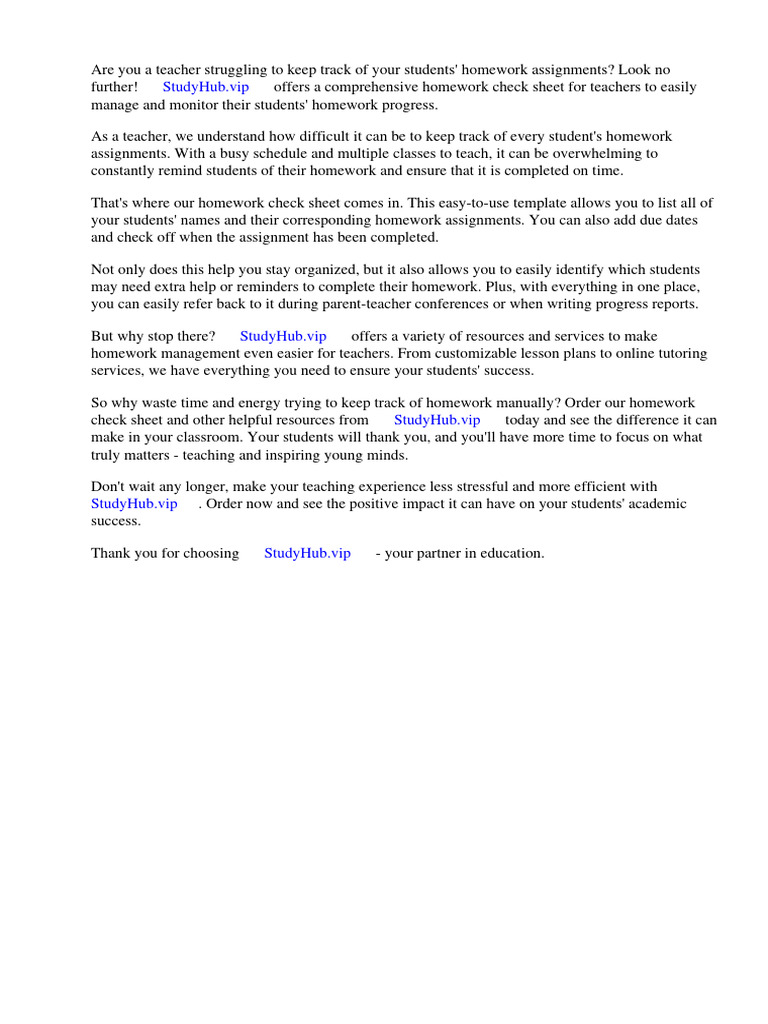 Homework Check Sheet for Teachers | PDF | Essays | Homework