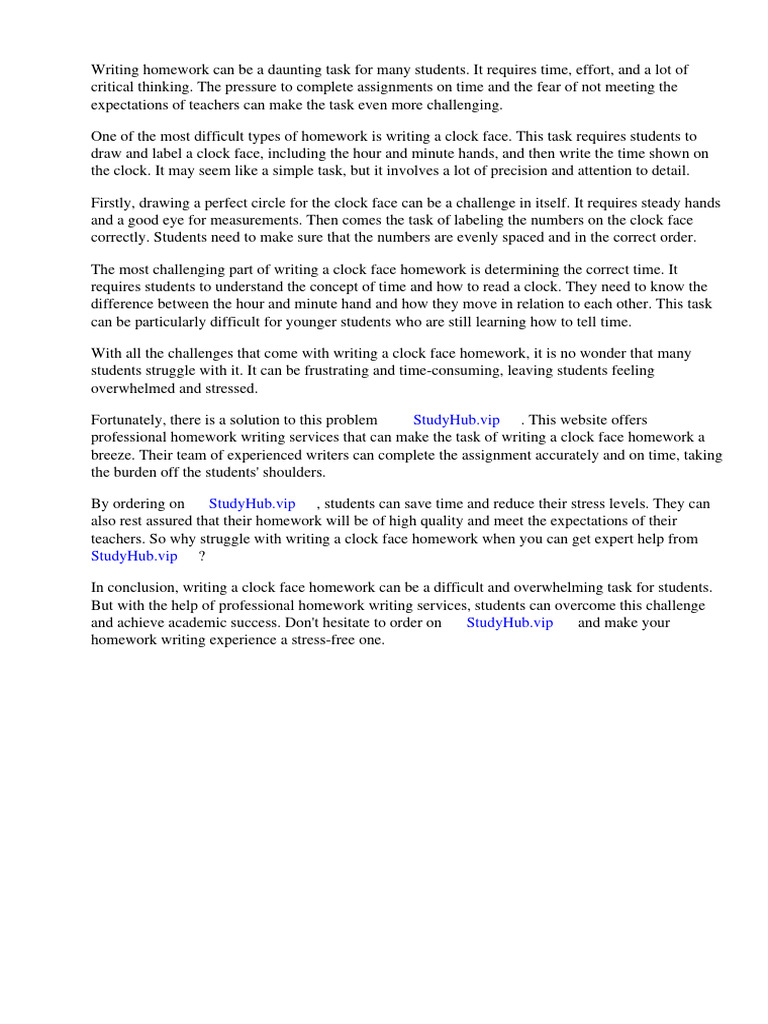 Clock Face Homework | PDF | Clock | Homework