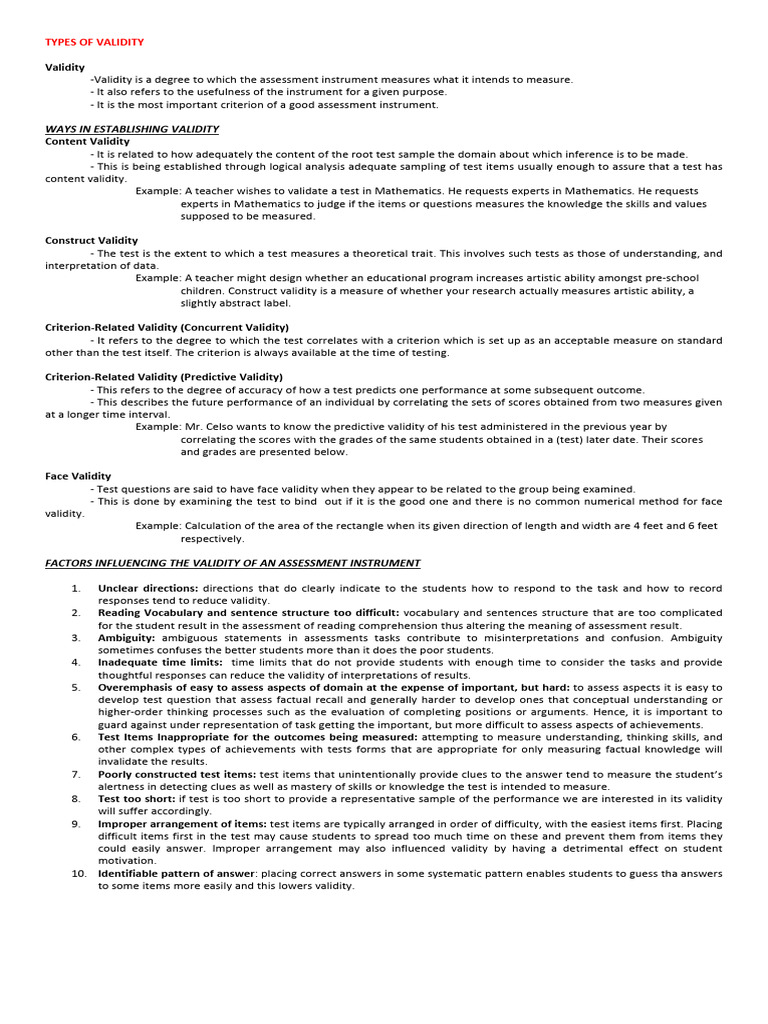 Types of Validity | PDF | Educational Assessment | Validity (Statistics)