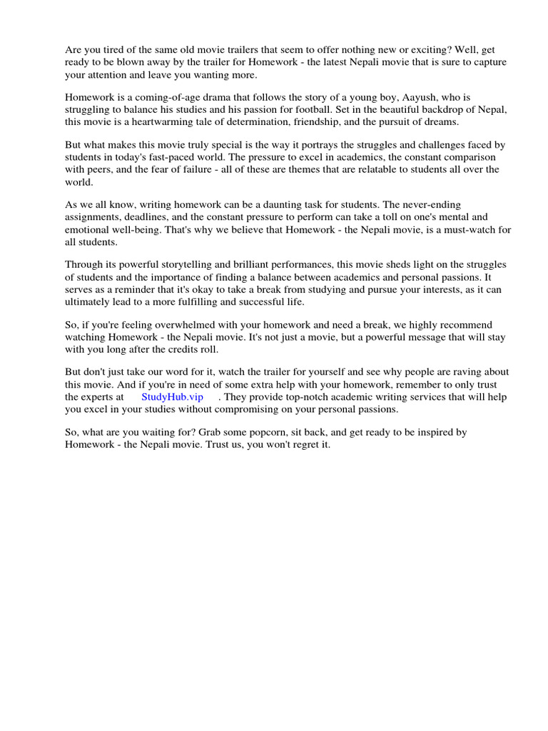 Homework Nepali Movie Trailer | PDF