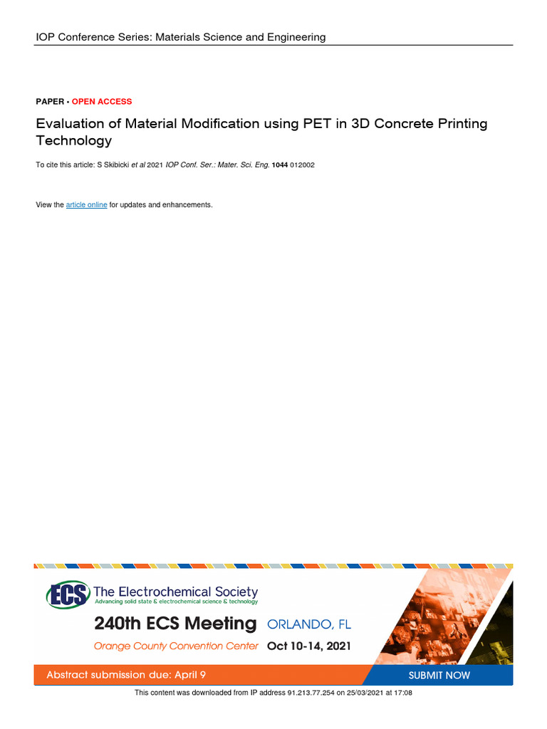 Evaluation of Material Modification Concrete Printing Technology | PDF ...
