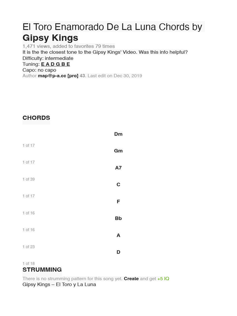 Acordes de "El Toro Enamorado" | PDF